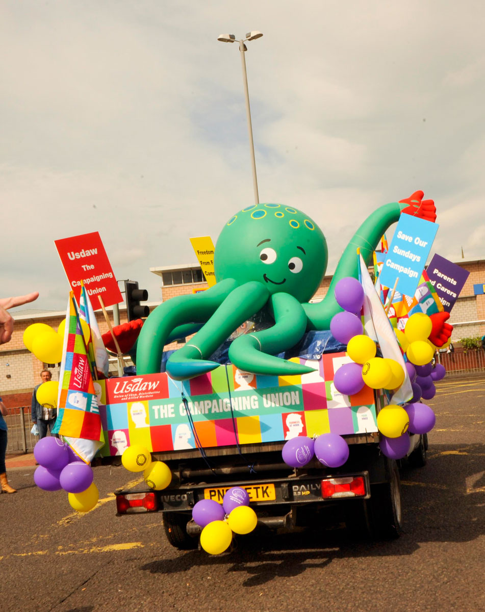 Giant Inflatable Octopus for USDAW Union parade float
